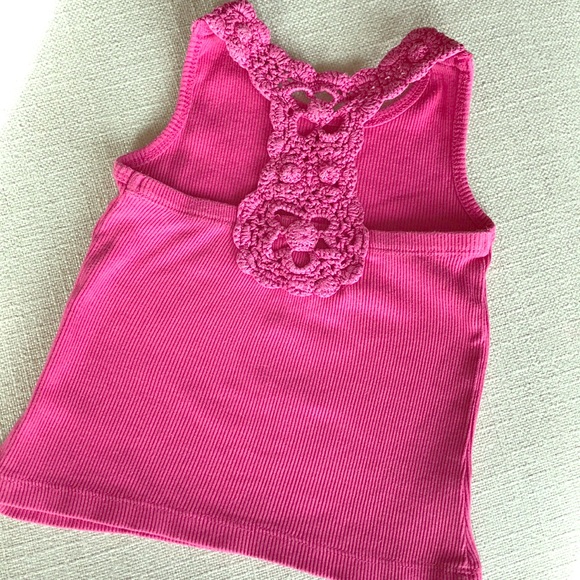 Mimi & Maggie | Shirts & Tops | Mimi Maggie Crochet Back Pink Tank 2t ...